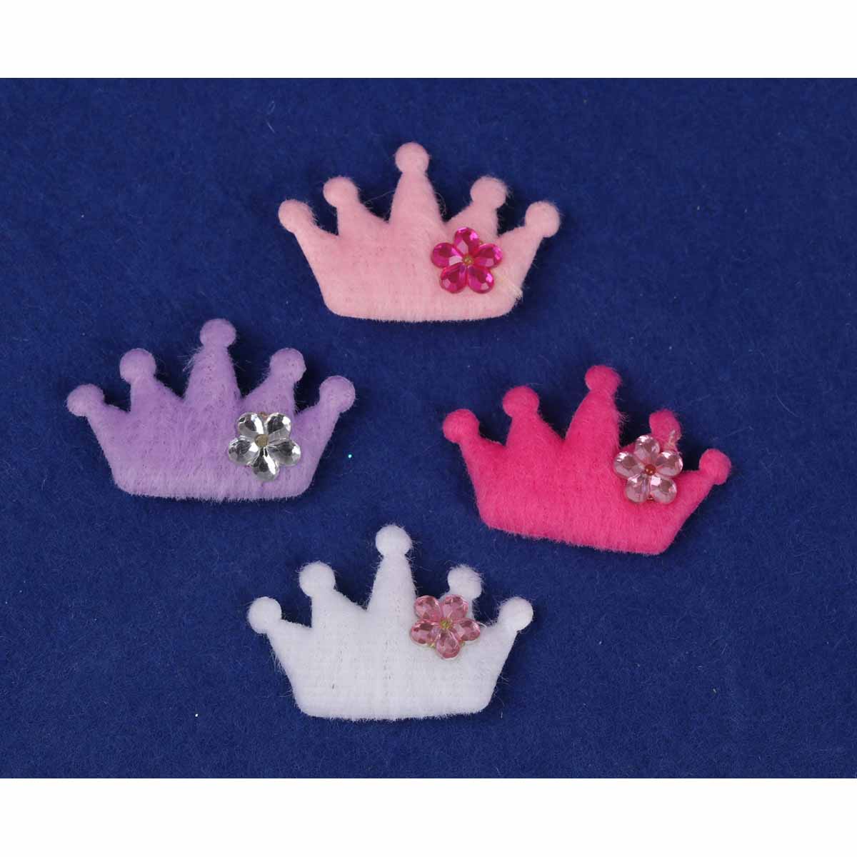 160pcs Furry Crown w/bead 1.25"-4 Colors| YYCRAFT