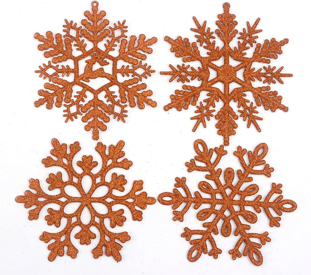 32pcs Orange Glitter Snowflake 4 Inch For Christmas Decoration| YYCRAFT